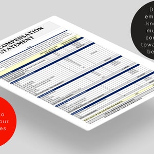 Total Compensation Statement Template: HR Employee Benefits (excel & Google Sheets, Digital ...