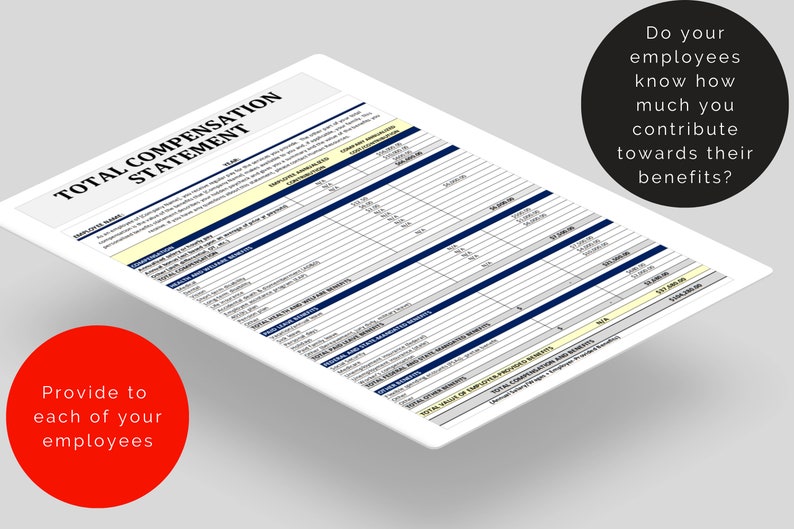 Total Compensation Statement Template: HR Employee Benefits (excel ...