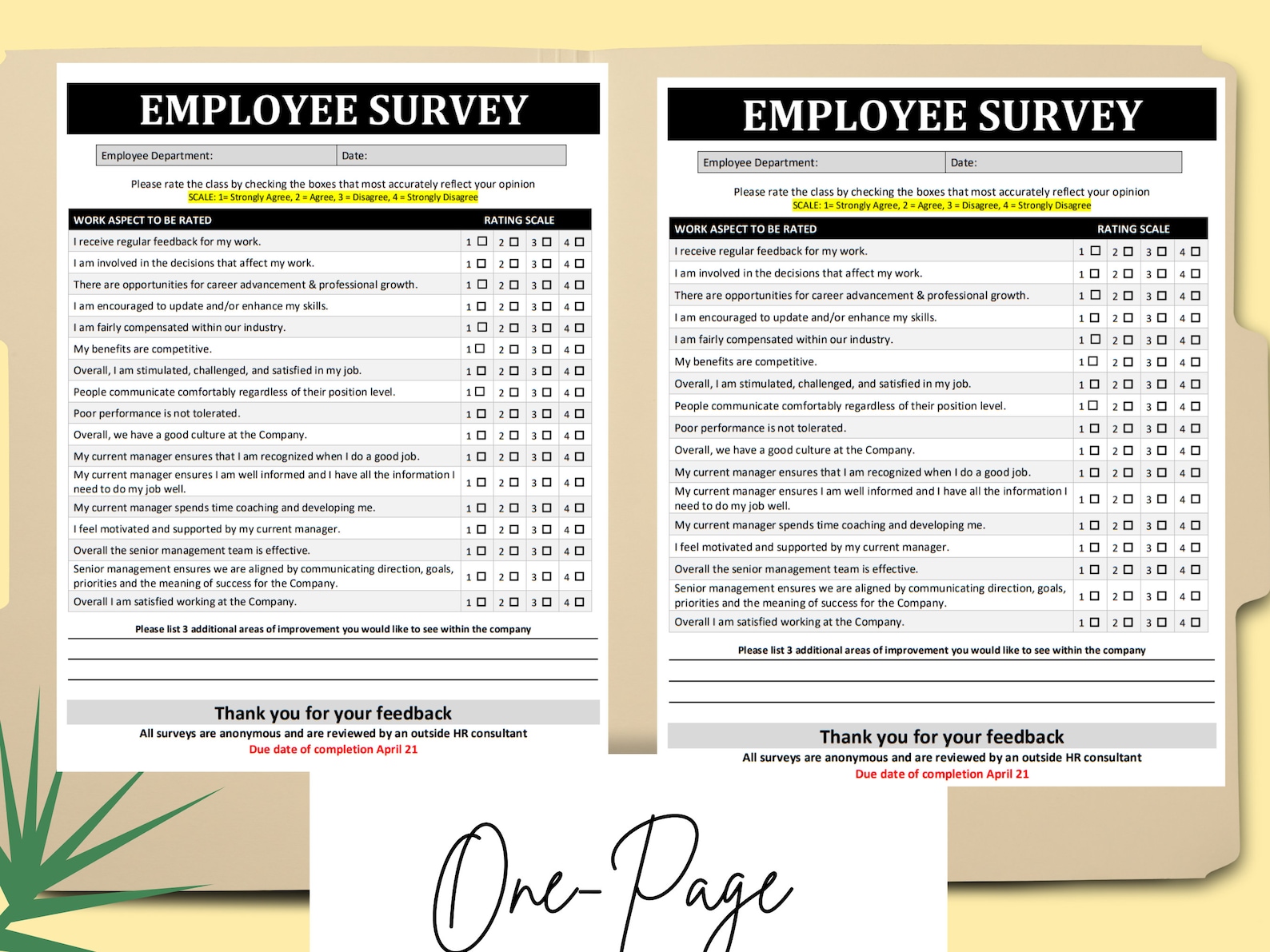 Employee Engagement Survey Template: HR Feedback Form - Etsy