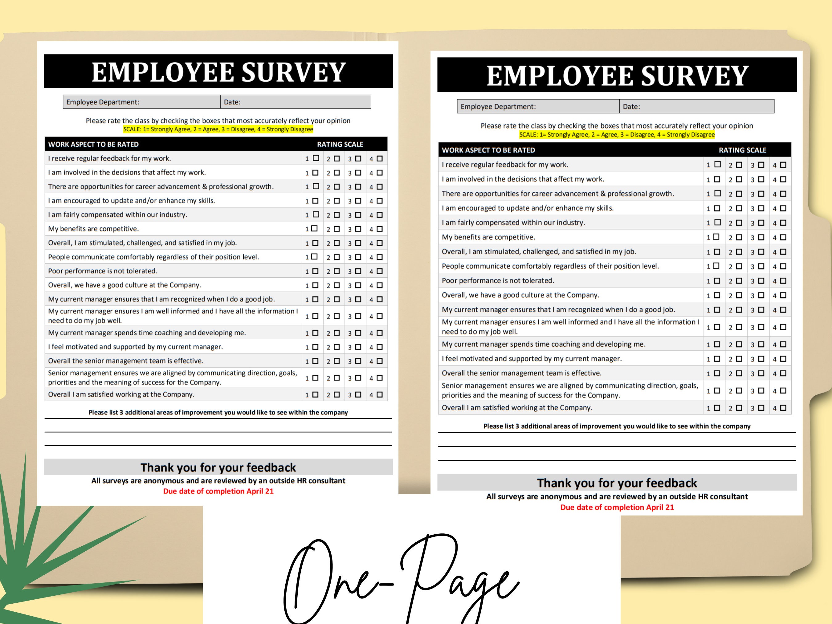 Employee Engagement Survey Template: HR Feedback Form - Etsy