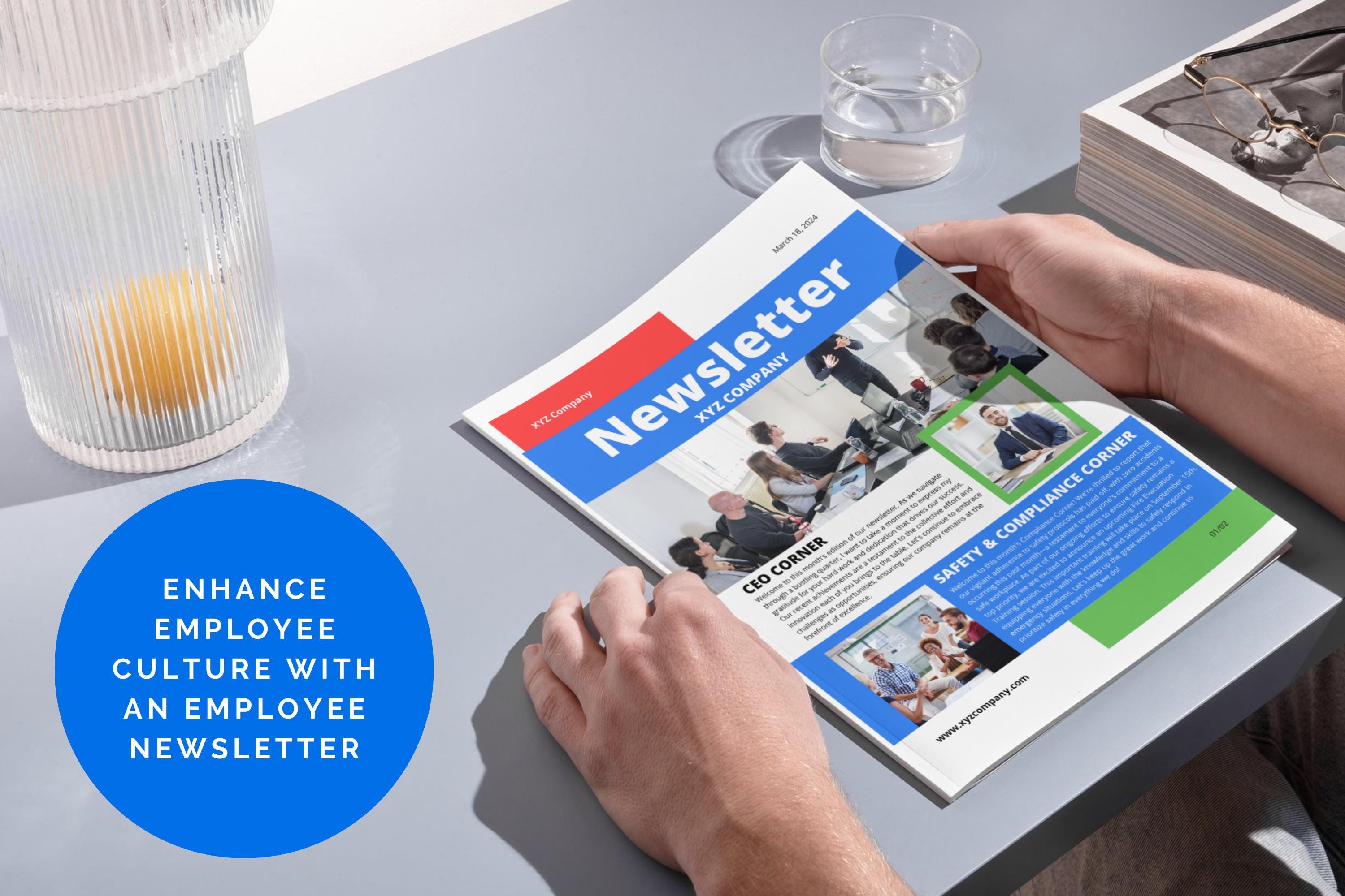 Editable Company Newsletter Template: Employee News in Canva Template ...