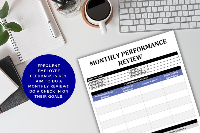Performance Review Template Monthly Employee Feedback, Goals Appraisal ...