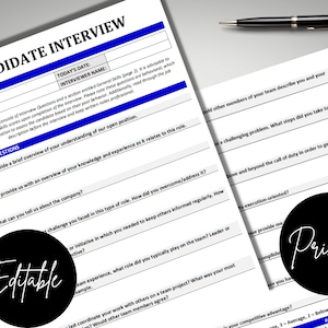 HR Behavioral Interview Questions - Editable Word Template for ...