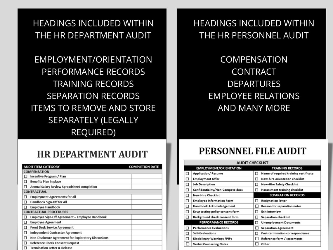 HR Audit & Personal File Audit Templates: Compliance Documents (digital ...