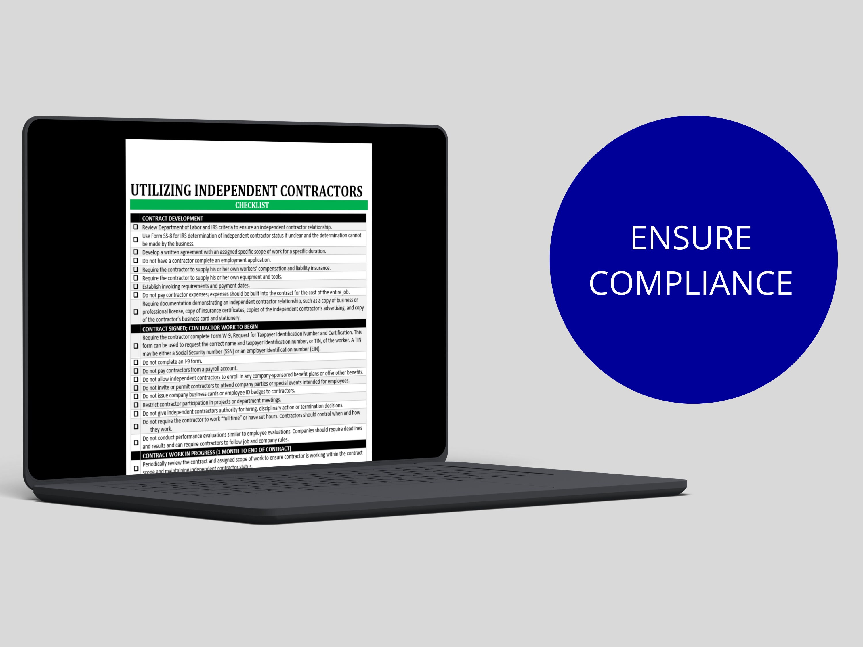 Independent Contractor Checklist Editable Document HR Template Human ...