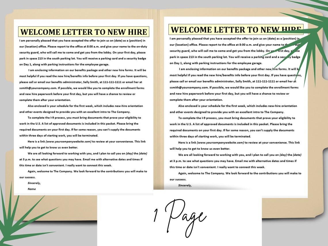 New Employee Welcome Letter: HR Onboarding Letter for New Hire - Etsy