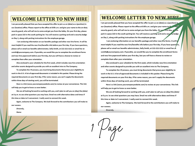New Employee Welcome Letter: HR Onboarding Letter for New Hire - Etsy