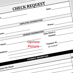 Check Request Form | MS Editable Excel Spreadsheet | Expense ...