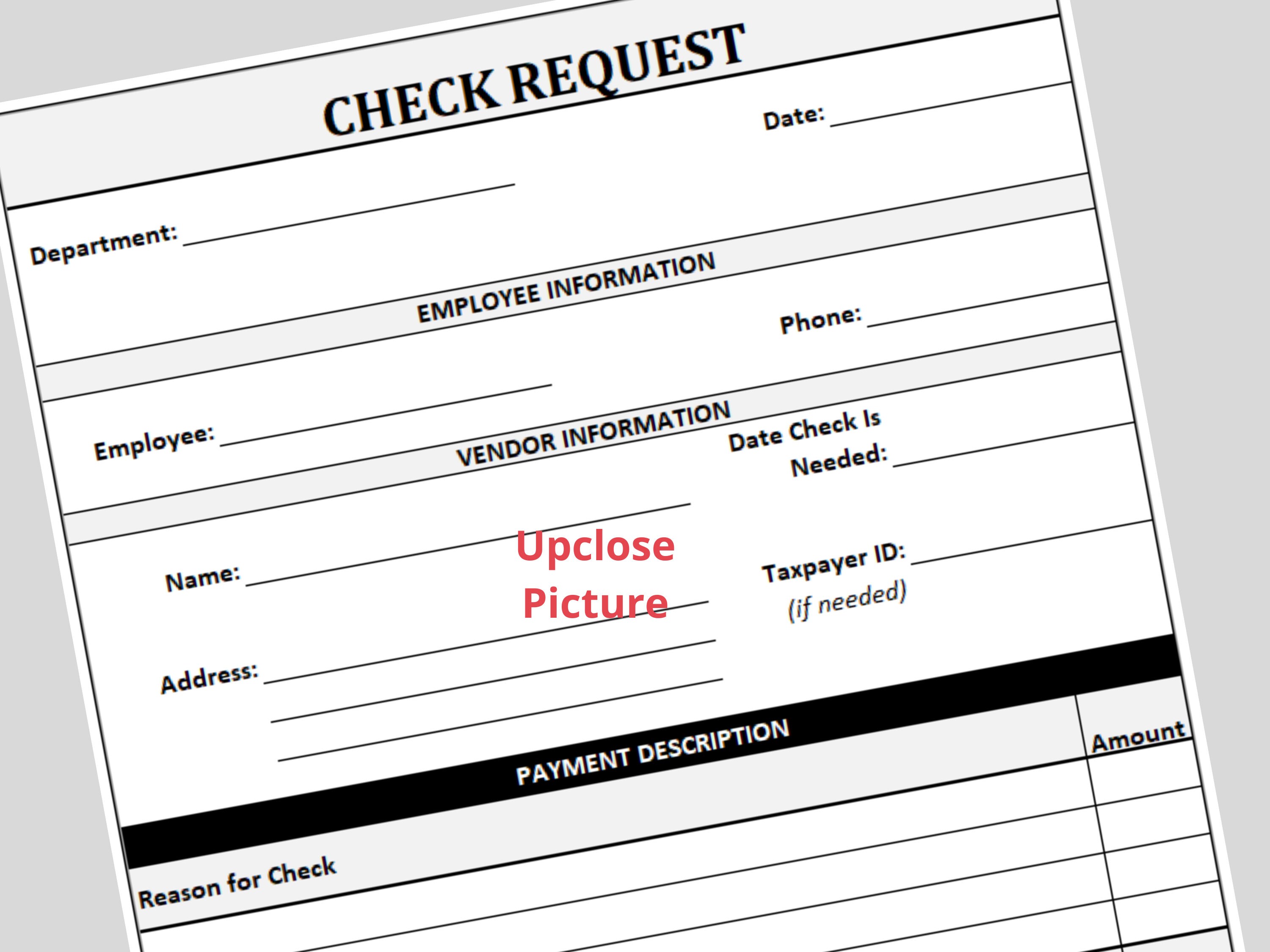 Check Request Form MS Editable Excel Spreadsheet Expense Reimbursement ...