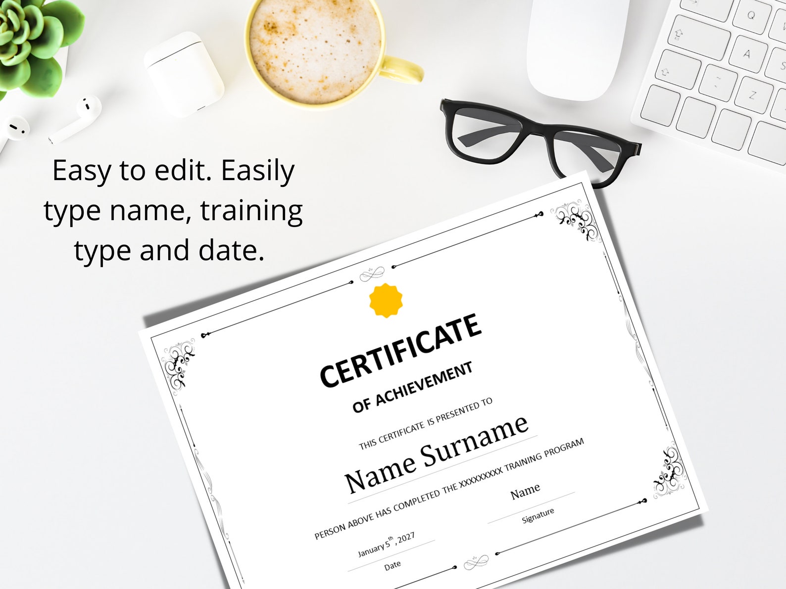 Employee Training Certificate MS Editable Word HR Template Certificate ...