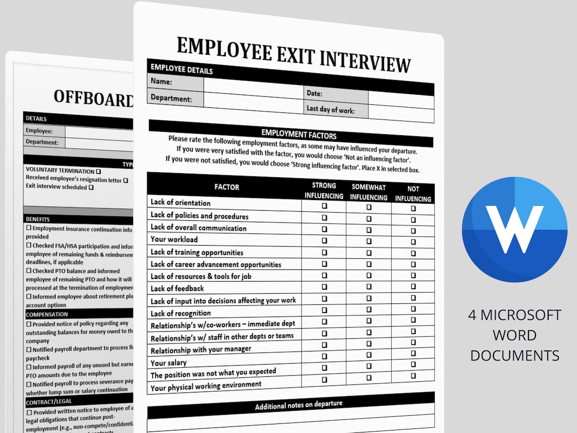 Editable Employee Offboarding Forms: HR Templates, Exit Interview - Etsy