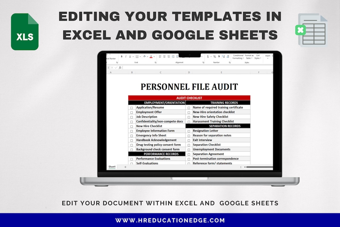 Personnel File Audit Checklist: HR Compliance Template (word, Excel ...