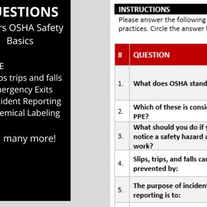 OSHA Safety Quiz: Employee Workplace Training (digital Download) - Etsy