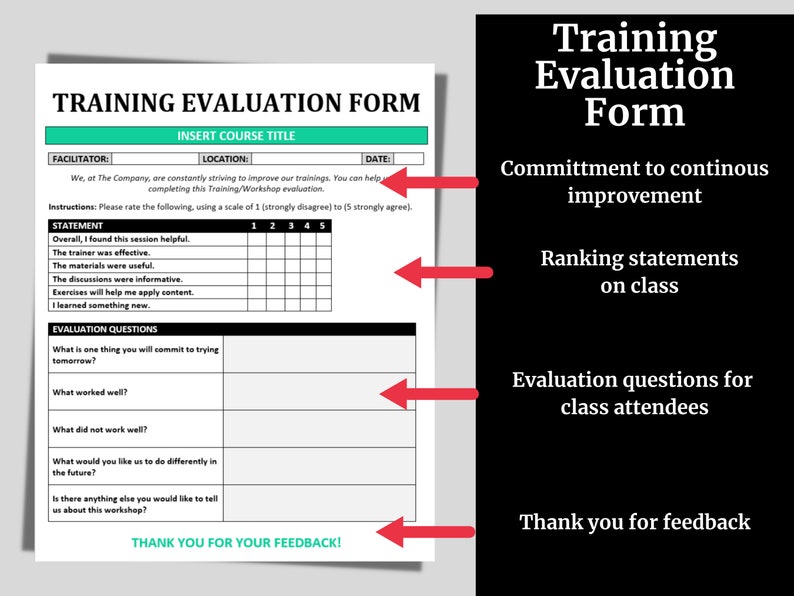 Training Evaluation Form Template | HR Training Feedback | Editable MS ...