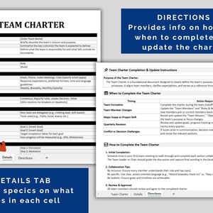 Team Charter Template: HR Planning, Excel & Google Sheets (digital ...