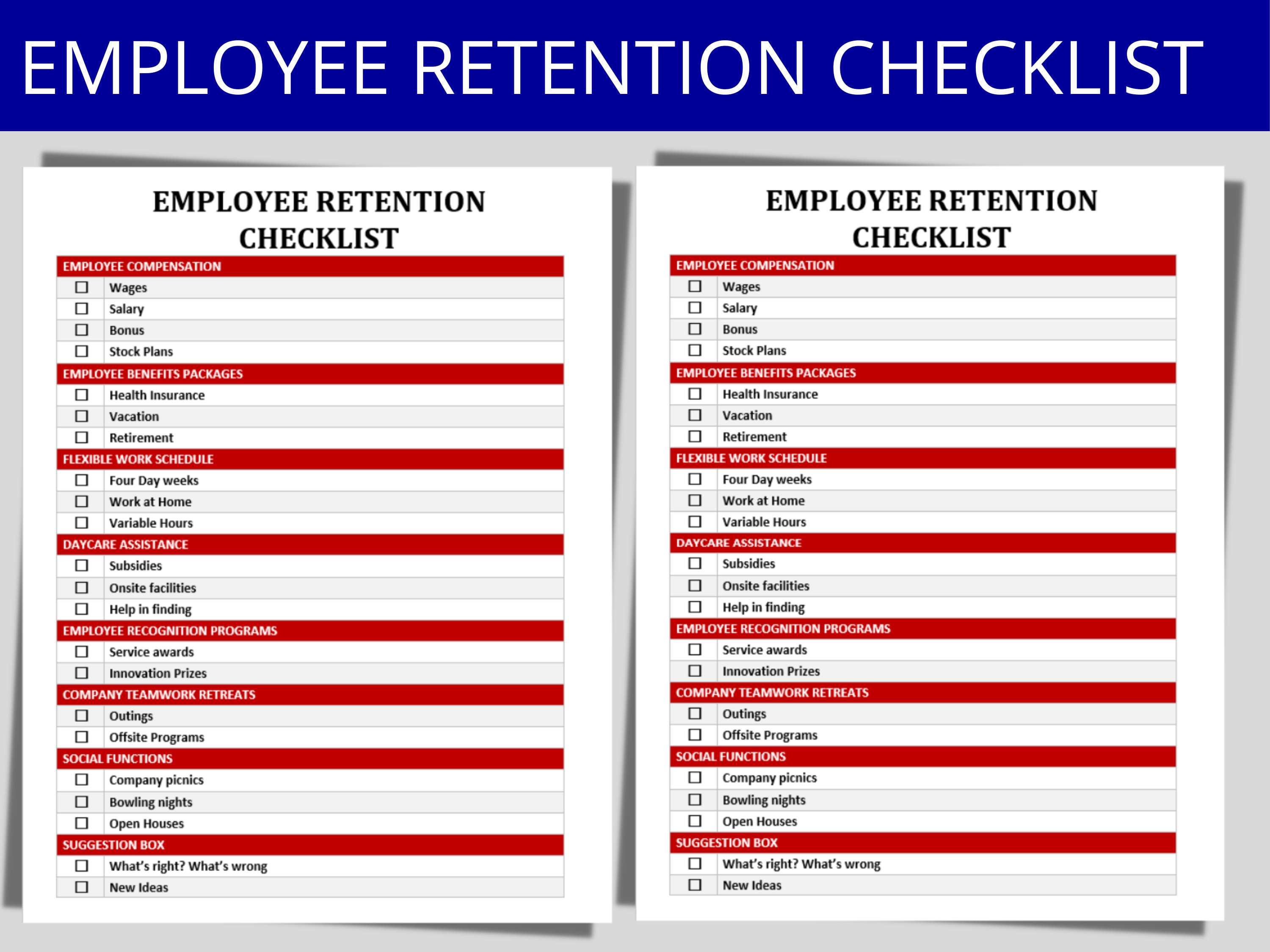 Retention Checklist MS Editable Word Form HR Templates Human Resources ...