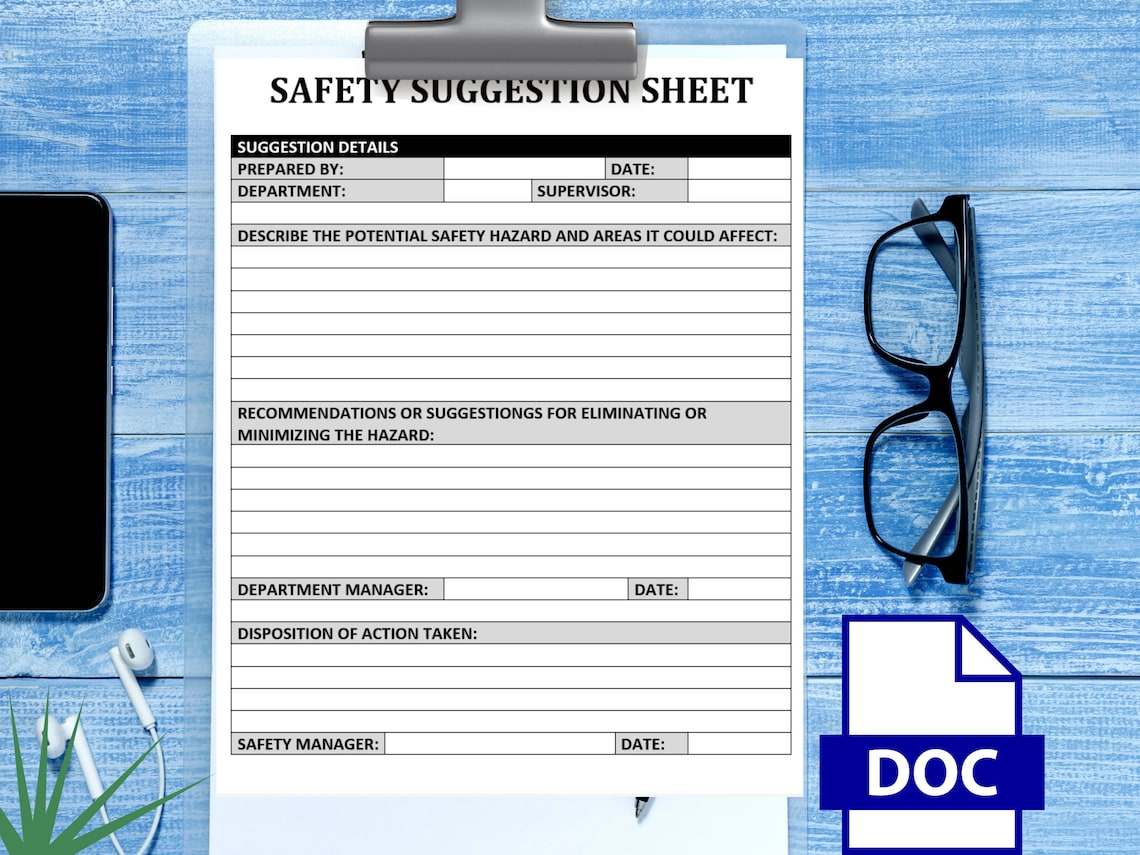 Engage Employees for Workplace Safety: Safety Suggestion Template | HR ...