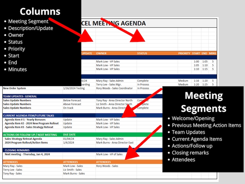 Staff Meeting Agenda Excel Spreadsheet Template Team Weekly Meeting ...