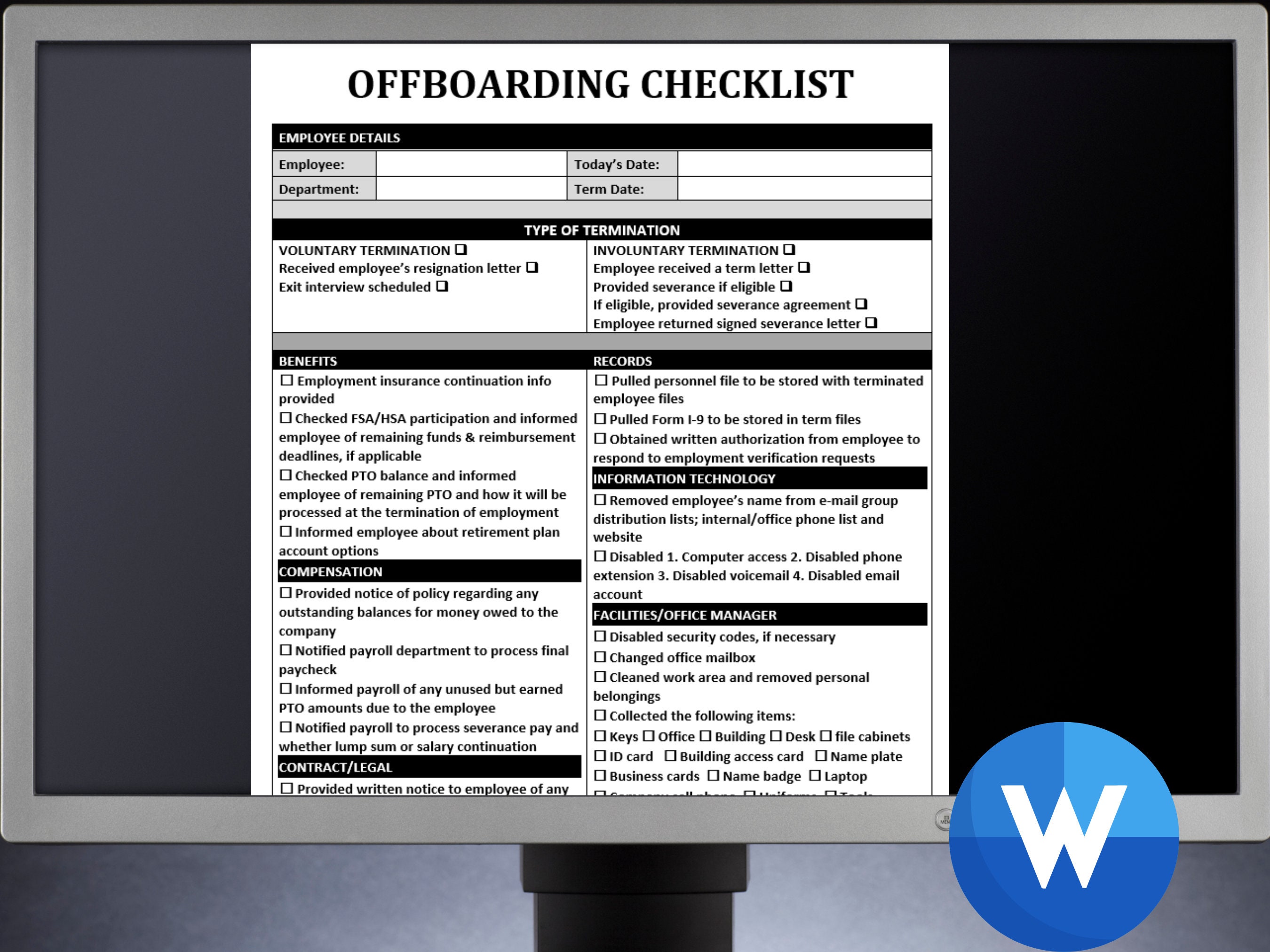 Comprehensive Offboarding Checklist: HR Template for Efficient - Etsy ...