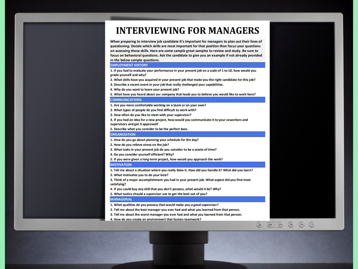Interviewing for Managers Editable Word Interviewing Form - Etsy
