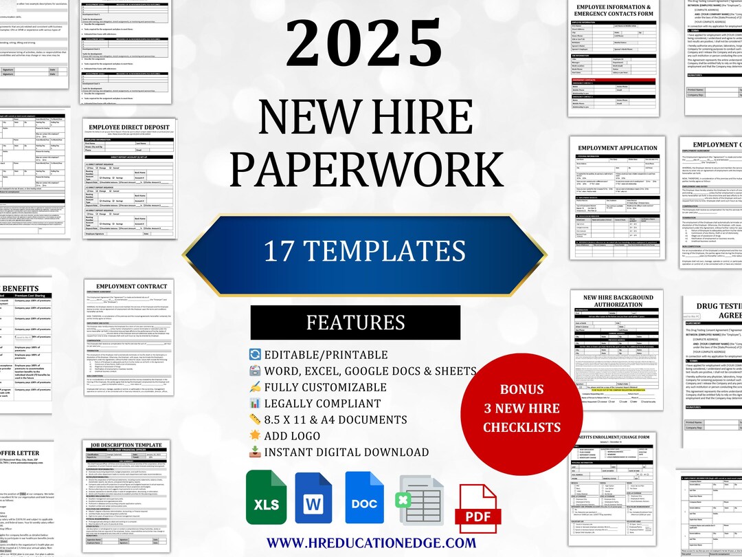 New Hire Paperwork: Employee Onboarding Process Forms, New Hire Packet ...