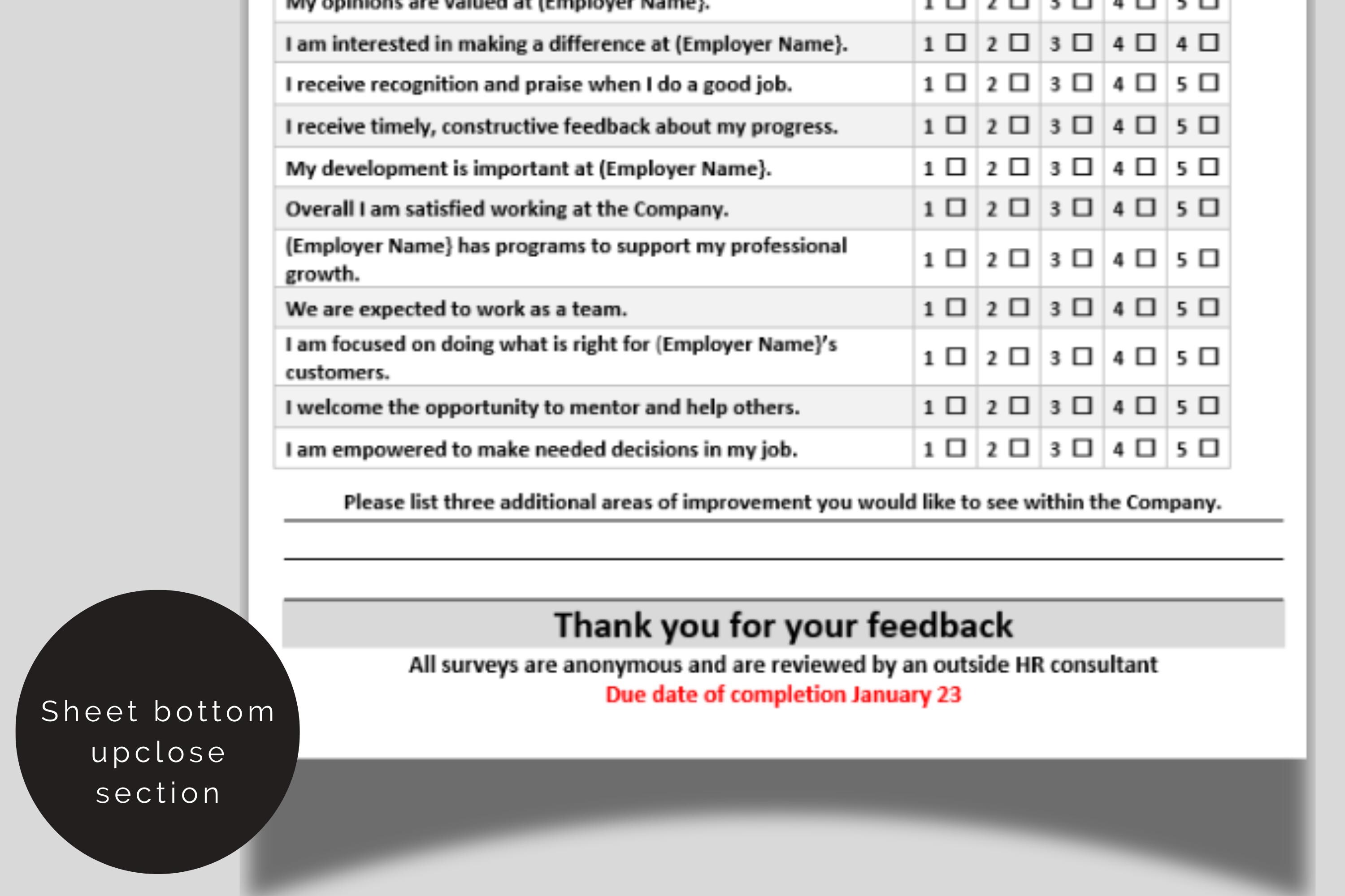 Employee Engagement Survey Template, Employee Survey, Feedback Form ...