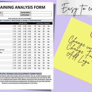 Training Needs Analysis Template: Editable HR Form (word Doc) - Etsy