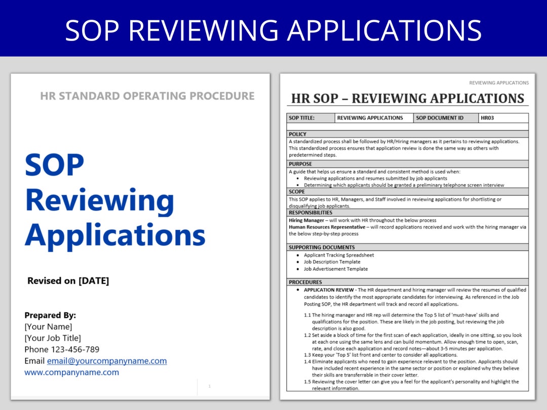 Reviewing Applications SOP | Standard Operating Procedure | HR Sops ...