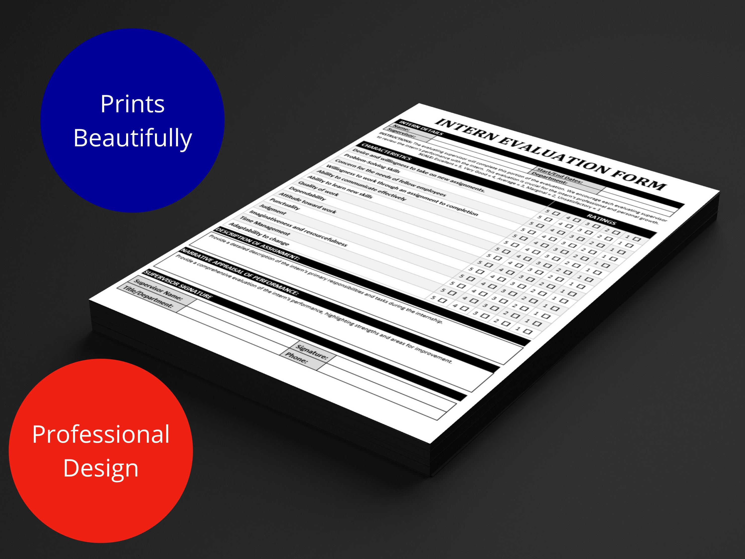 Intern Evaluation Form Performance Review, Feedback & Assessment ...