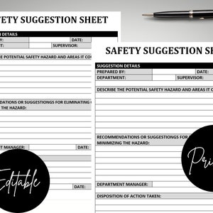 Engage Employees for Workplace Safety: Safety Suggestion Template | HR ...