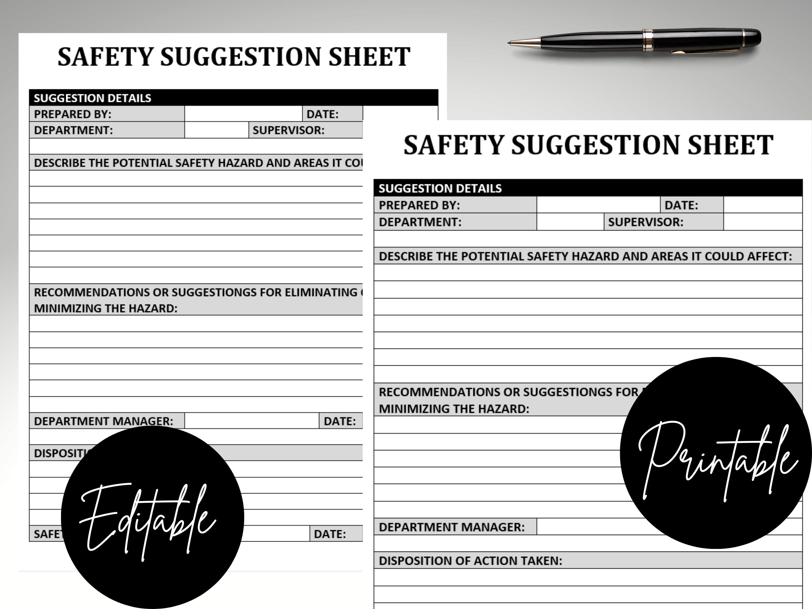Engage Employees for Workplace Safety: Safety Suggestion - Etsy