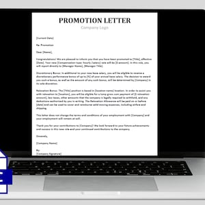 Promotion Letter Template: Editable Word | Employee Career Advancement ...
