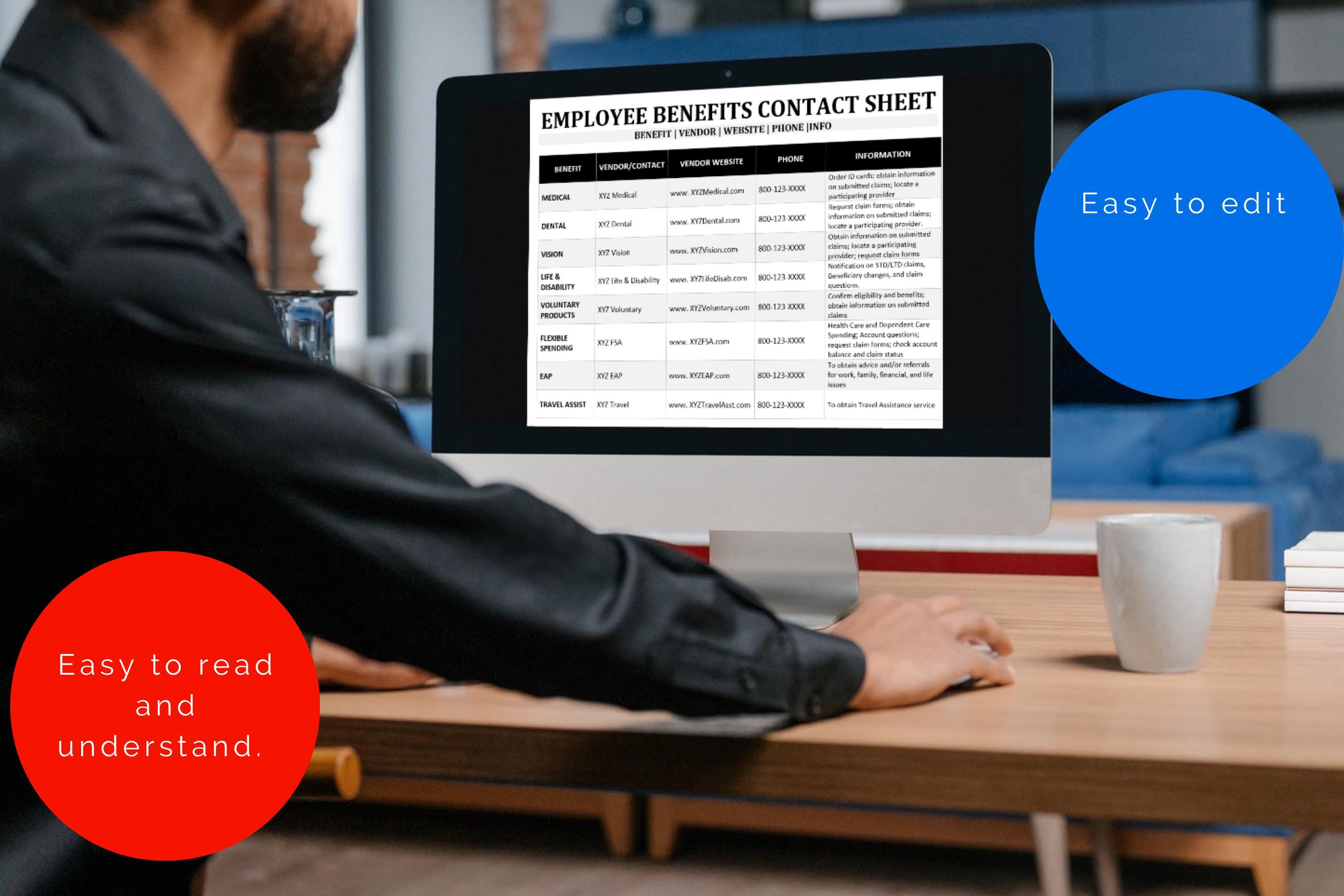 Benefits Contact Sheet Employee HR Templates HR Forms and Documents ...