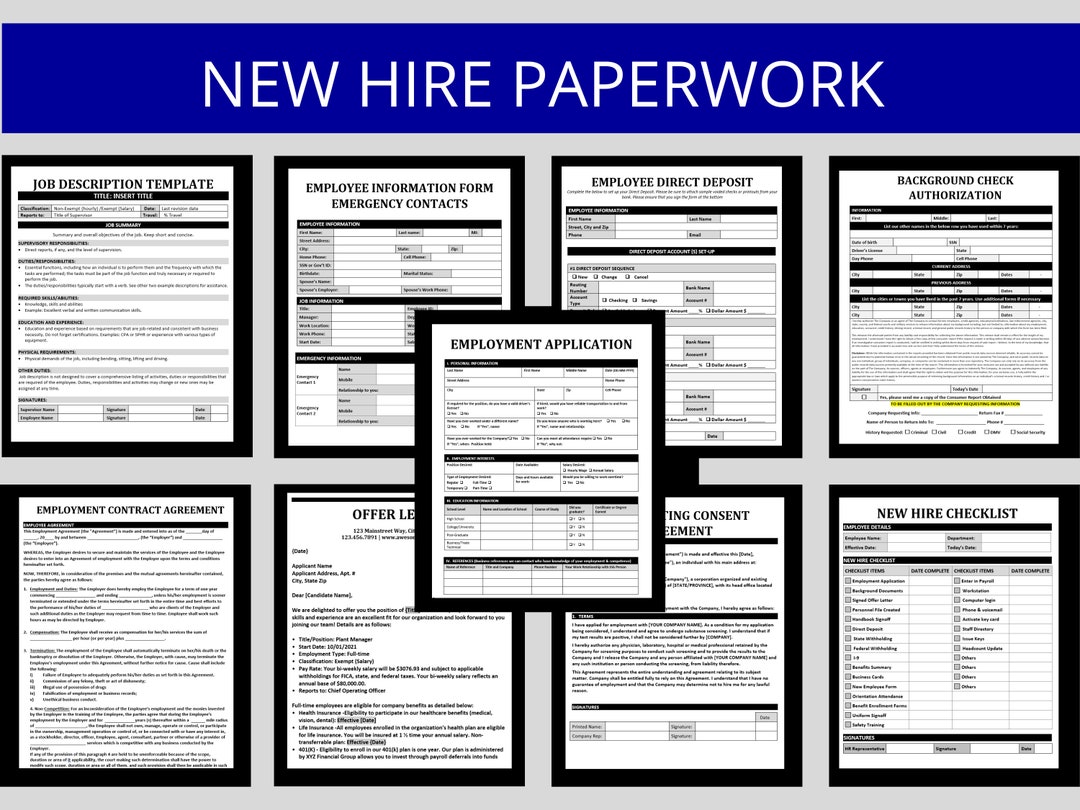 New Hire Paperwork: Editable HR Templates, Employee Onboarding Process ...