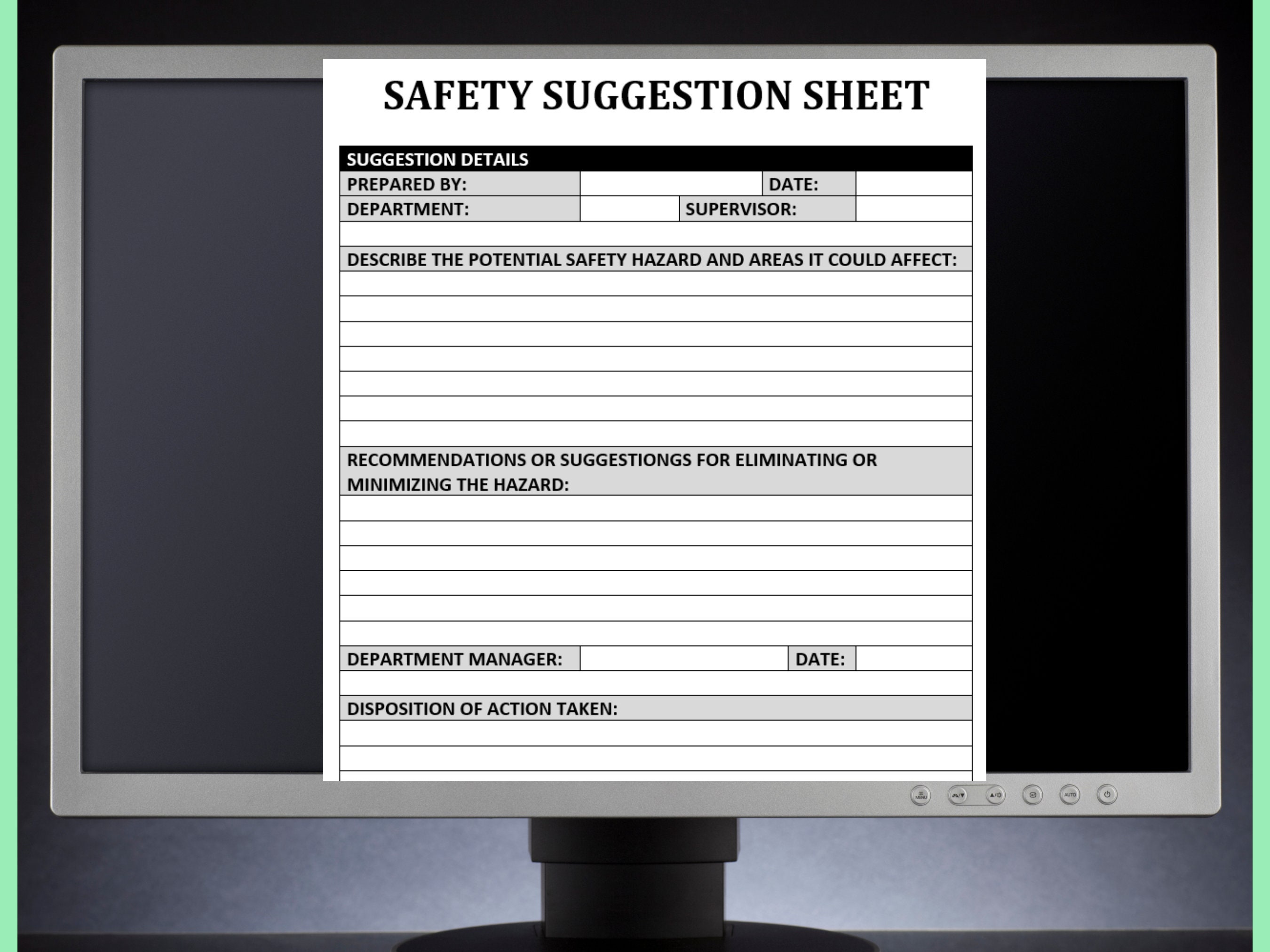 Engage Employees for Workplace Safety: Safety Suggestion Template | HR ...