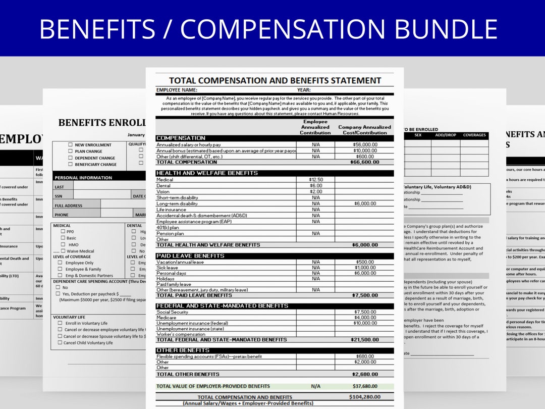 Employee Benefits & Compensation Bundle: Editable Word and Excel HR ...