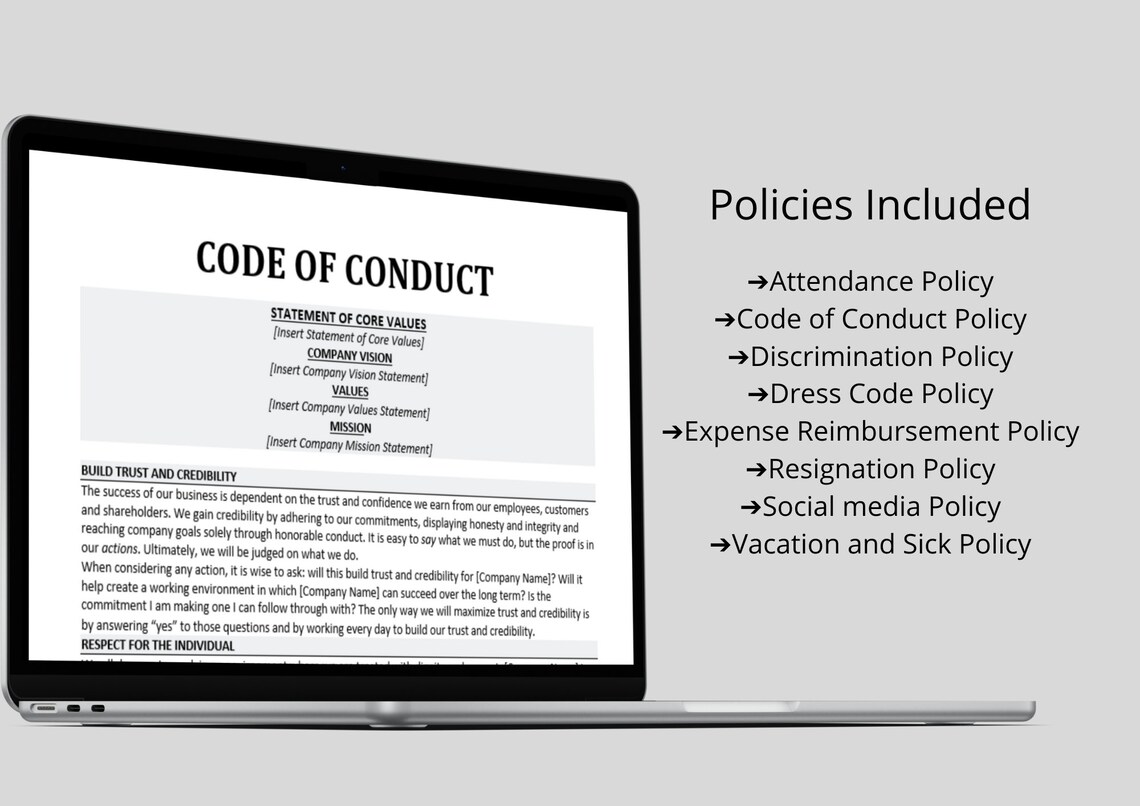 Employee Policy Template Bundle: HR Editable Word Forms - Etsy