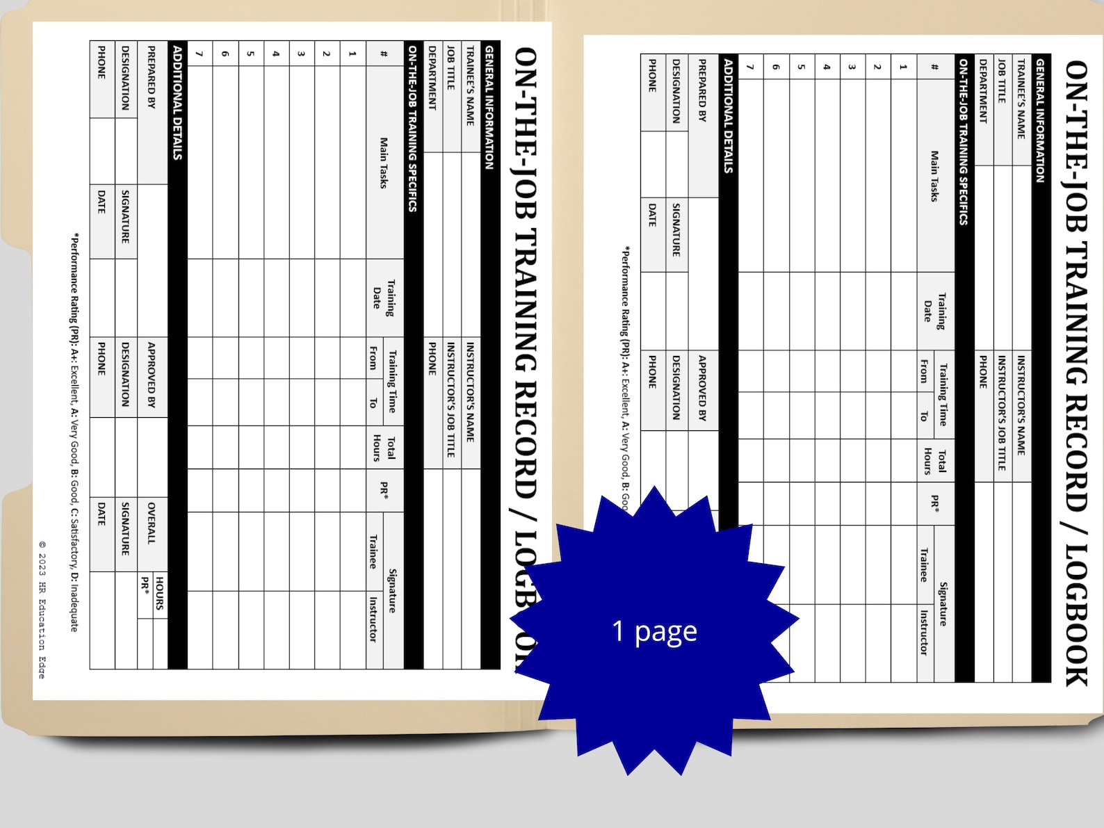 Employee Training Record Logbook: HR Onboarding Form (digital Download ...