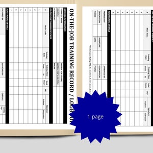 Employee Training Record Logbook: HR Onboarding Form (digital Download ...