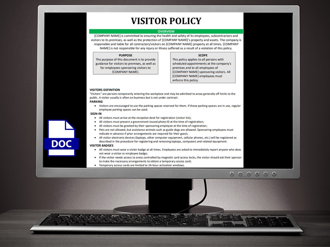 Visitor Policy HR Templates Human Resources Form Employee Document ...
