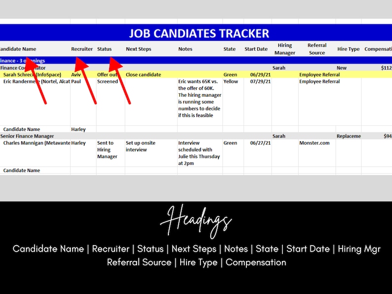 Job Candidate Tracker: Editable HR Recruiting Excel Template - Etsy