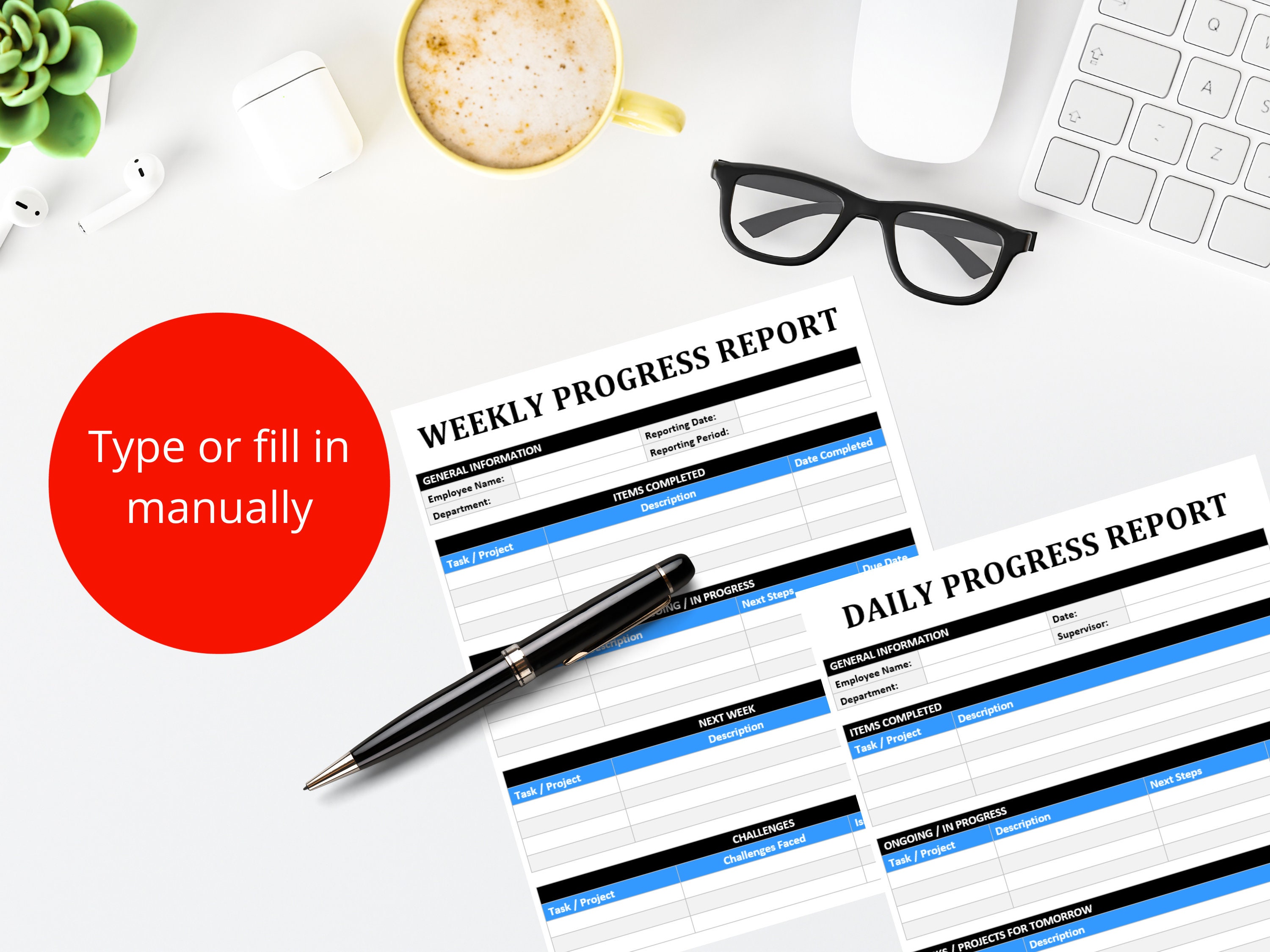Employee Daily/weekly Progress Report Template (digital Download) - Etsy