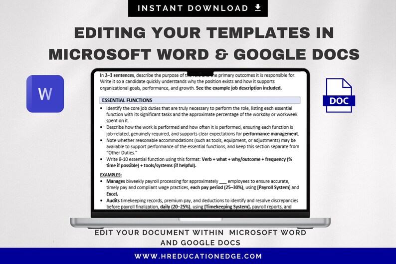 Job Description Template: Employee Onboarding HR Form (MS Word & Google ...