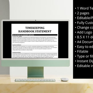 HR Timekeeping Policy Template: Employee Handbook Compliance (digital ...