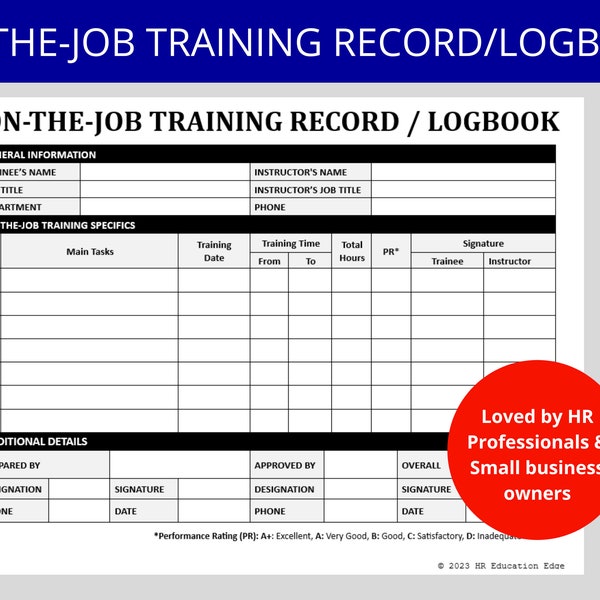 Employees Training Record Template - Etsy