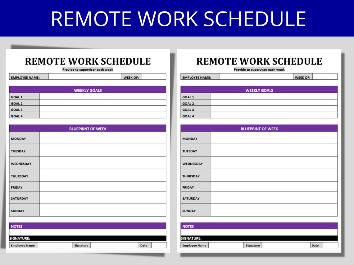 Remote Work Schedule Template HR Templates Human Resources Forms ...