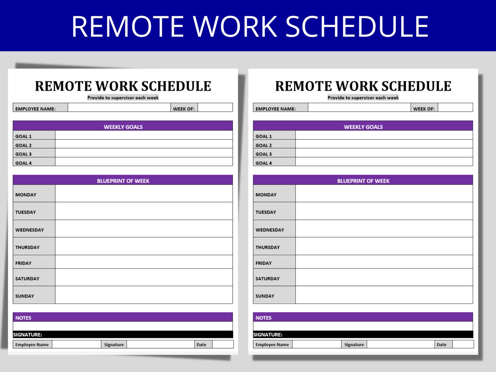 Remote Work Schedule Template HR Templates Human Resources Forms ...