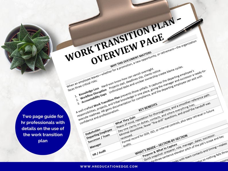 Employee Transition Plan Template: HR Offboarding Forms (word, Excel ...