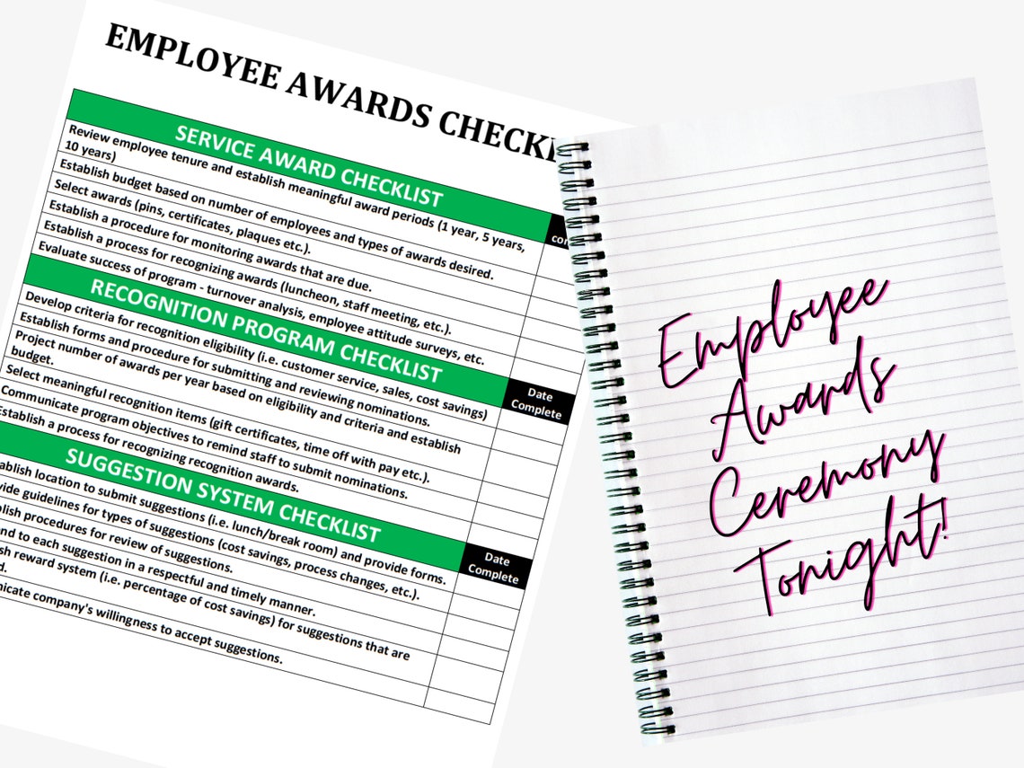 Employee Awards Recognition Program Checklist HR Template - Etsy