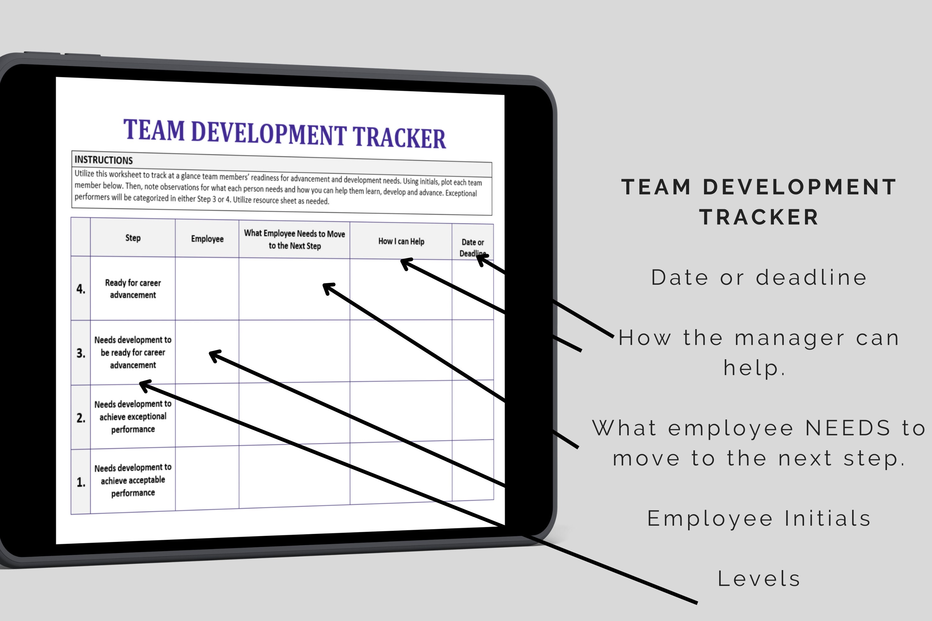 Team Development Tracker Worksheet: Manager Planning (digital Download ...
